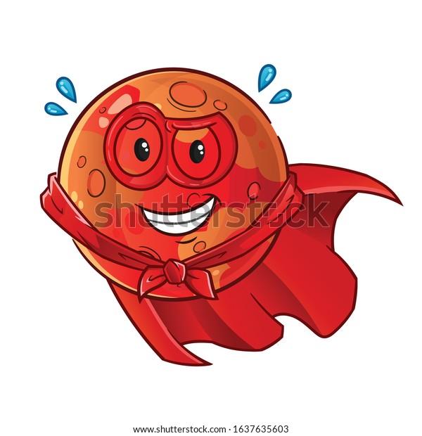Planet Mars Super Hero Smiling Cartoon Stock Vector (Royalty Free ...
