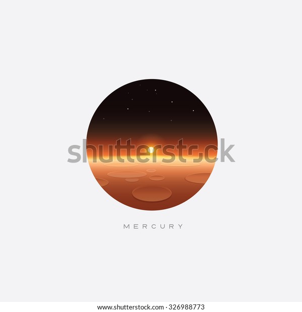 Planet Mercury Surface Minimalistic Contemporary Vector Stock Vector ...