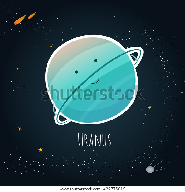 Planet Uranus Form Smiley Starry Background Stock Vector (Royalty Free ...