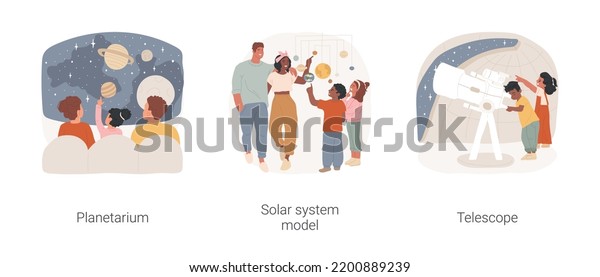Planetarium Visit Isolated Cartoon Vector Illustration Stock Vector ...