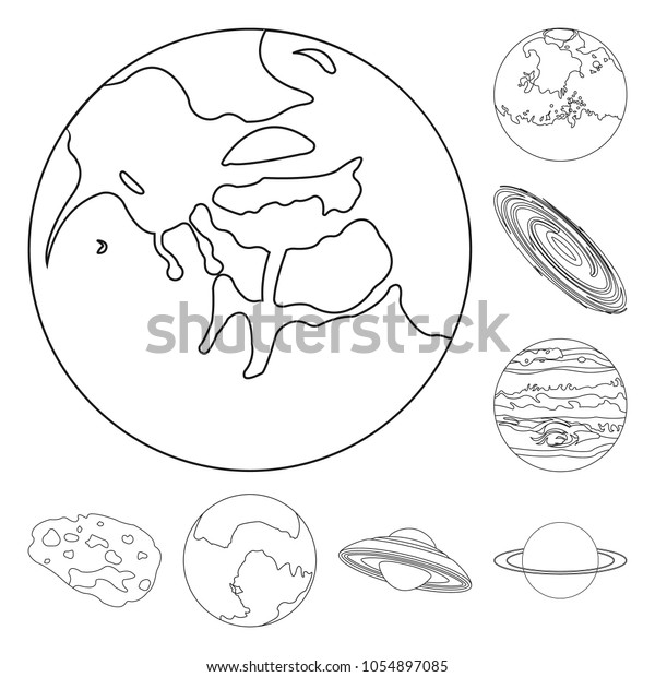 Planets Solar System Outline Icons Set Stock Vector (Royalty Free ...