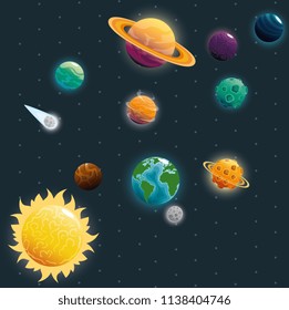 Planets Solar System Scene 库存矢量图（免版税）1138404746 | Shutterstock