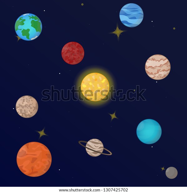 Planets Solar System Stars Icon Set Stock Vector (Royalty Free ...