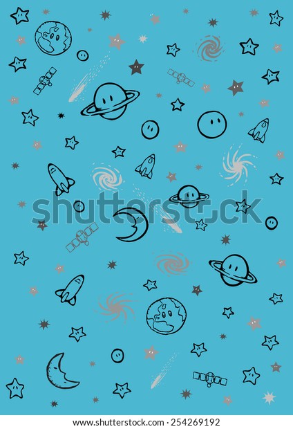 Planets Universe Wallpaper Drawing Cartoon Vector 스톡 벡터(로열티 프리 ...