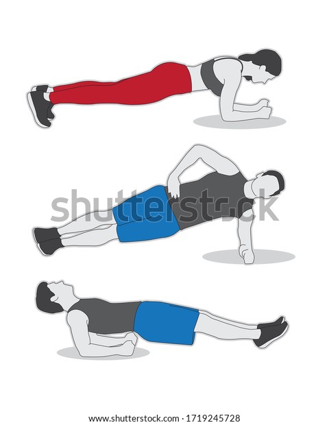 Plank Exercise Silhouette Icon Vector Set Stock Vector (Royalty Free ...