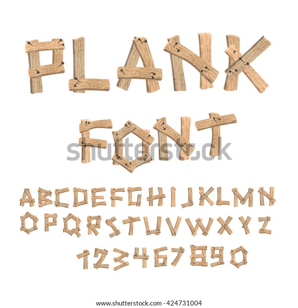 Plank Font Wooden Table Alphabet Old Stock Vector (Royalty Free ...