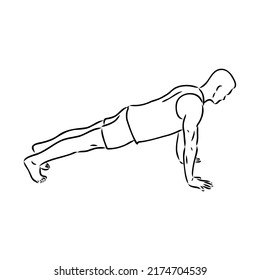 Plank Position Indoors Hand Drawn Style Stock Vector (Royalty Free ...