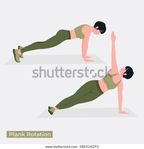 Plank Rotation Exercise Women Workout Fitness Stock Vector (Royalty ...