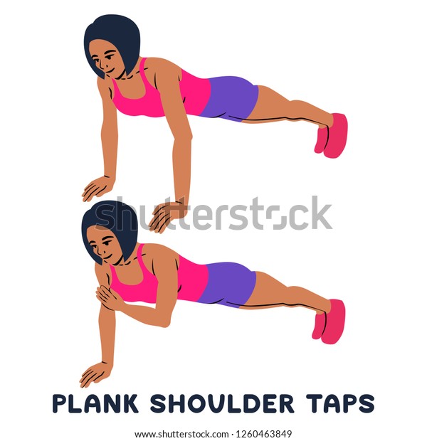 Plank shoulder taps. Sport exersice. Silhouettes of woman doing ... Plank shoulder taps. Sport exersice. Silhouettes of woman doing ...
