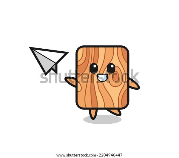 Plank Wood Cartoon Character Throwing Paper Stock Vector (Royalty Free ...
