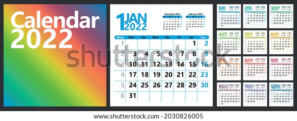 Planner Calendar 2022 Week Numbers Template Stock Vector (Royalty Free ...