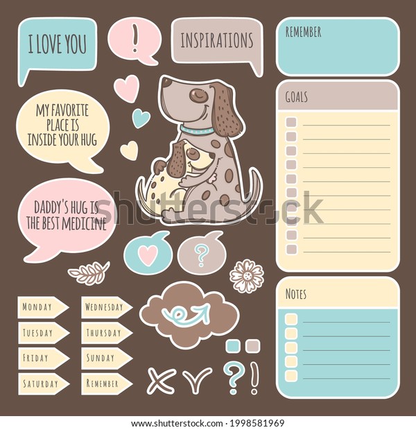 Planner Stickers Dogs Labels Printable Page Stock Vector (Royalty Free ...