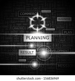 Planning Background Concept Wordcloud Illustration Print Stock Vector ...