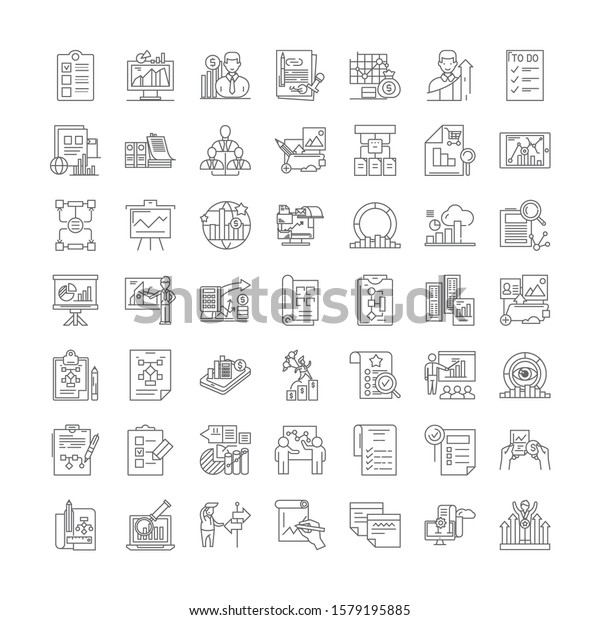 Planning Proccess Linear Icons Signs Symbols Stock Vector (Royalty Free ...