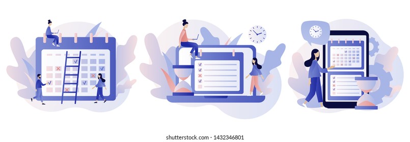 Planning Schedule Concept Set Flat Cartoon Stock Vector (Royalty Free ...