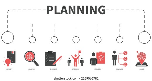 Planning Vector Illustration Concept Banner Icons Stock Vector (Royalty ...