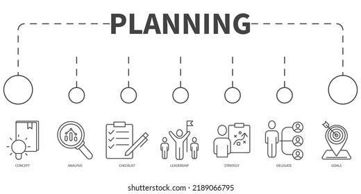 Planning Vector Illustration Concept Banner Icons Stock Vector (Royalty ...