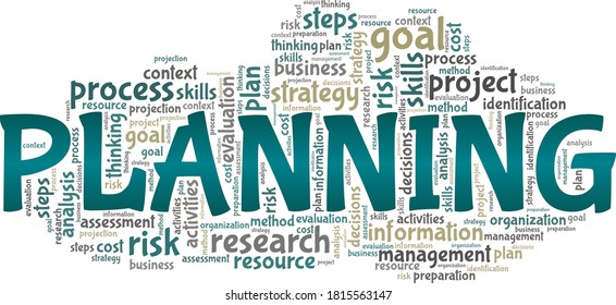 Planning Vector Illustration Word Cloud Isolated Stock Vector (Royalty ...
