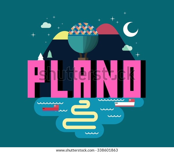 Plano Texas Beautiful City Visit Vector Stock Vector (Royalty Free ...