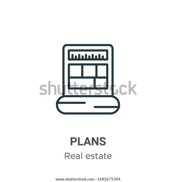 Plans Outline Vector Icon Thin Line Stock Vector (Royalty Free ...