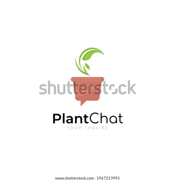 Plant Chat Logo Symbol Design Template Stock Vector (Royalty Free ...