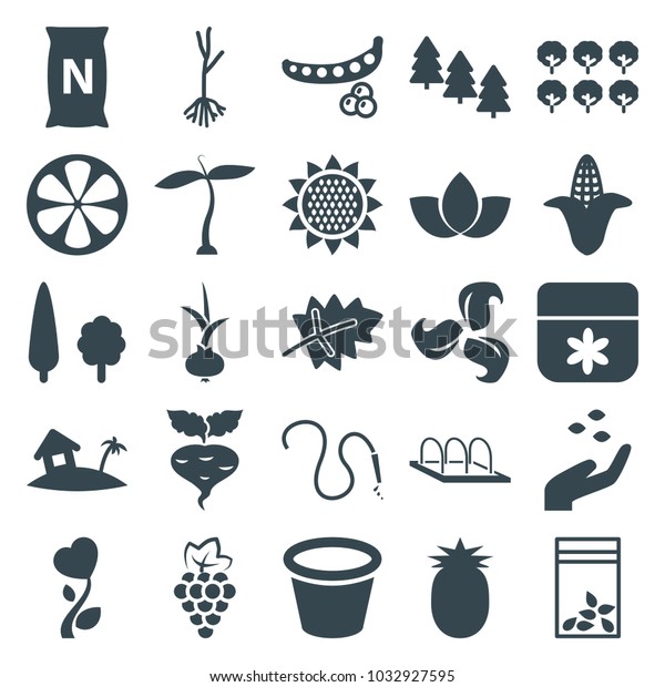 Plant Icons Set 25 Editable Filled Stock Vector (Royalty Free) 1032927595