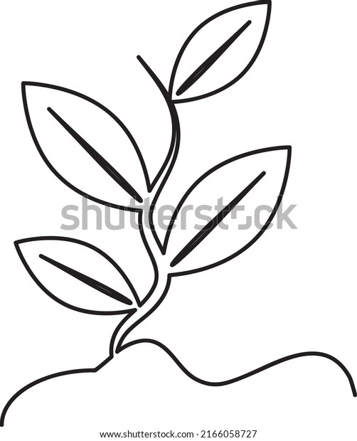 Plant Line Art Vector Illustration On Stock Vector (Royalty Free ...