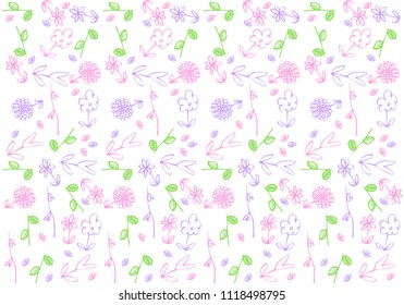 Plant Pattern Pink Purple Yellow Green Stock Vector (Royalty Free ...