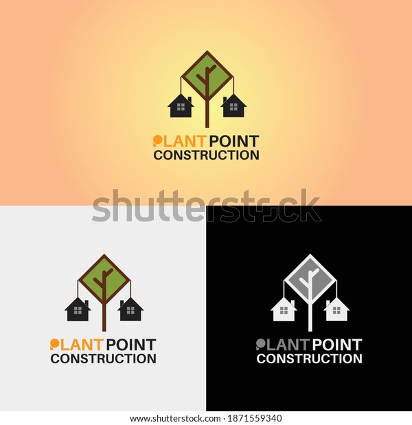 Plant Point Construction Logo Three Different Stock Vector (Royalty ...