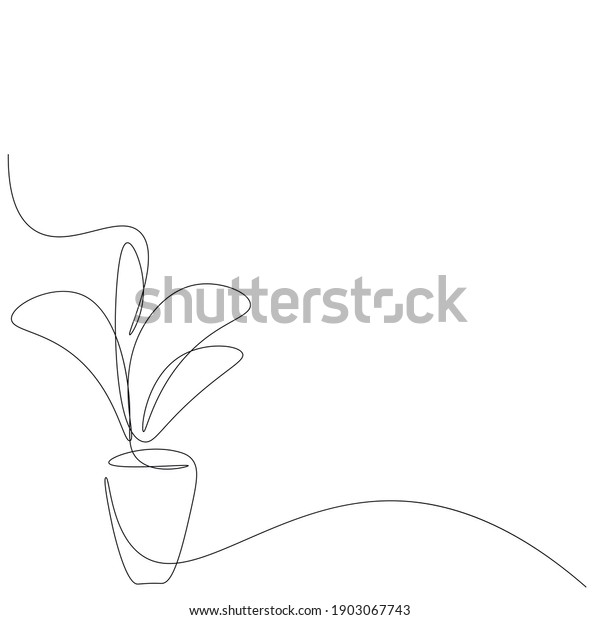 Plant Pot Line Drawing Vector Illustration Stock Vector (Royalty Free ...