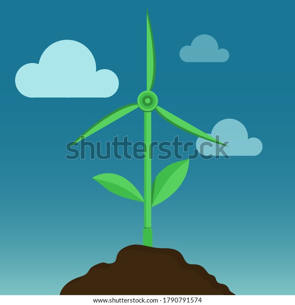 Plant Wind Turbine Vector Shape Concept Stock Vector (Royalty Free ...