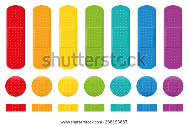 Plaster Collection Seven Different Colors Three Stock Vector (Royalty ...