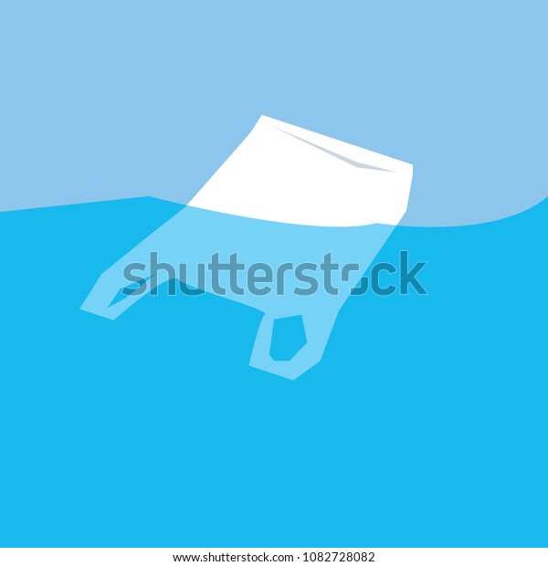 Plastic Bag Floating Waterplastic Pollution Concept Stock Vector ...