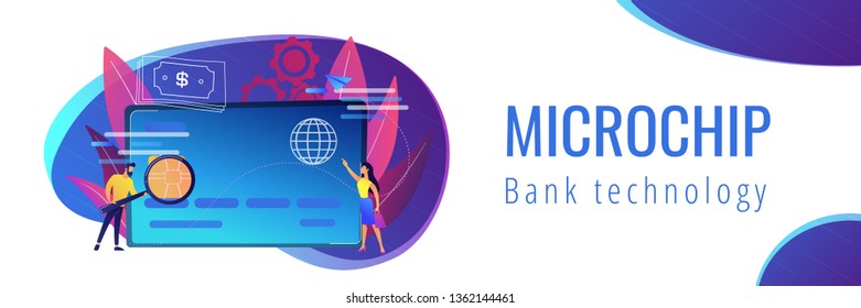 Plastic Bank Card Microchip Man Magnifier Stock Vector (Royalty Free ...
