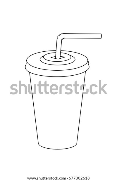 Plastic Cup Line Drawing Vector Illustration: vector de stock (libre de ...