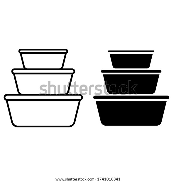 Plastic Food Containers Outline Vector Icon Stock Vector (Royalty Free ...