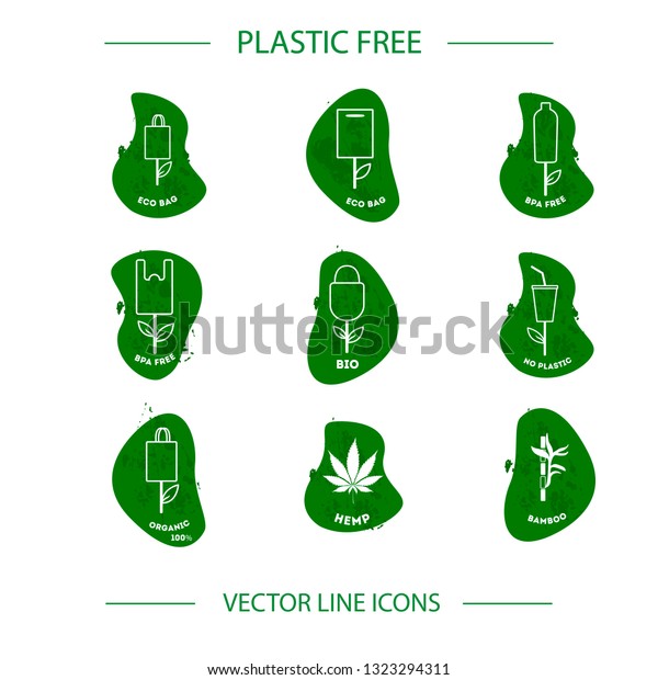 Plastic Free Icon Set Pacet Bpa: vector de stock (libre de regalías ...