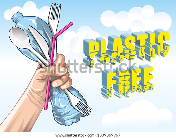 Plastic Free Logo Hand Squeeze Plastic Stock Vector (Royalty Free ...