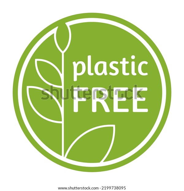 Plastic Free Sticker Flat Green Circle Stock Vector (Royalty Free ...