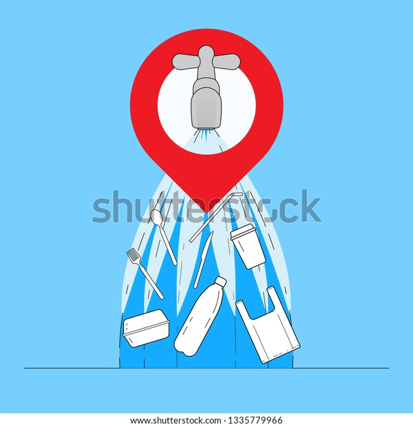 Plastic Pollution Concept Water Contamination Metaphor Stock Vector ...
