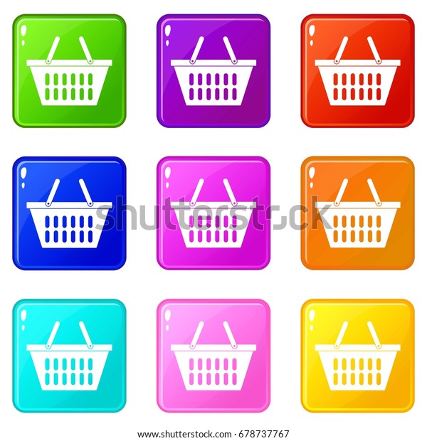 Plastic Shopping Basket Icons Stock Vector (Royalty Free) 678737767 ...