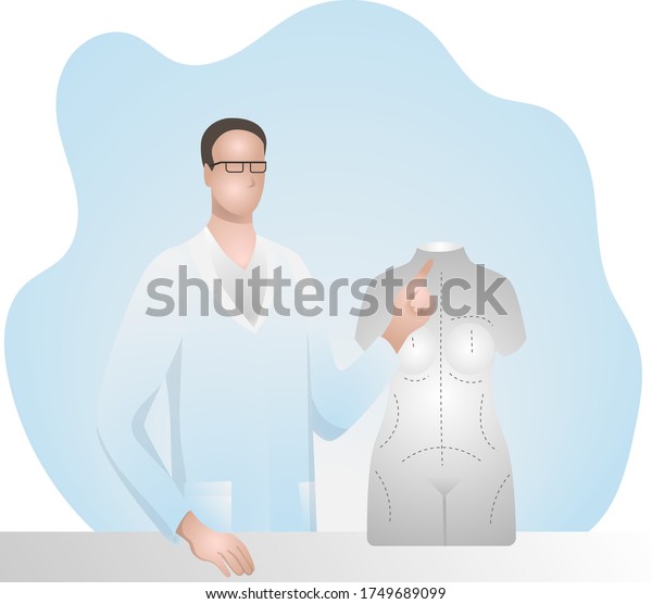 Plastic Surgery Modern Illustration Surgeon Showing Stock Vector ...