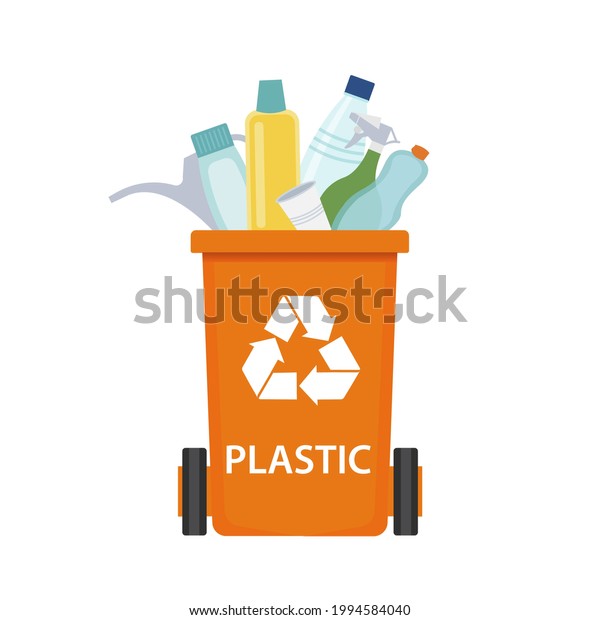 Plastic Trash Container Recyclable Waste Isolated Stock Vector (Royalty ...
