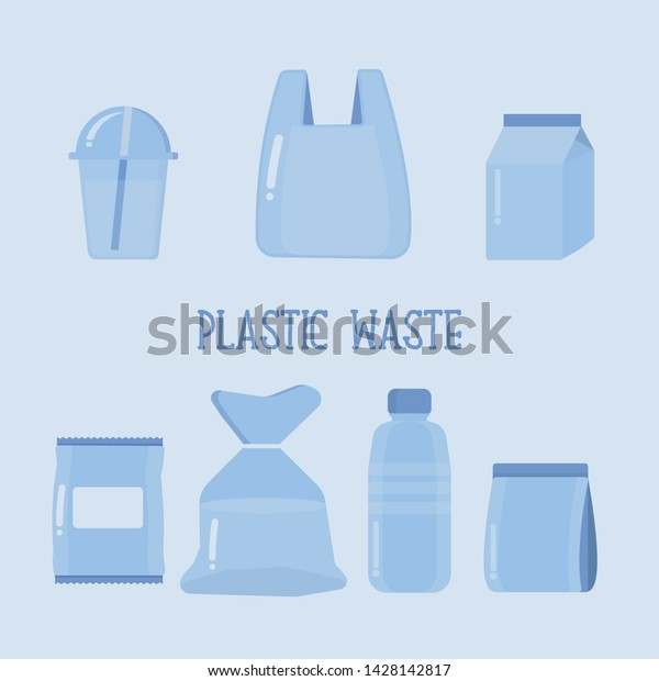 Plastic Waste Cartoon Vector Illustration Stock Vector (Royalty Free ...