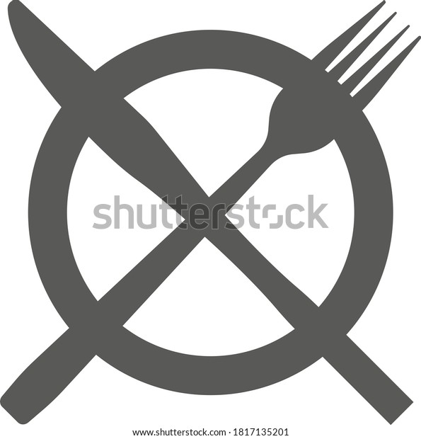 Plate Crossed Cutlery Vector Black White Stock Vector (Royalty Free ...