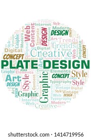 Plate Design Word Cloud Wordcloud Made: vector de stock (libre de ...