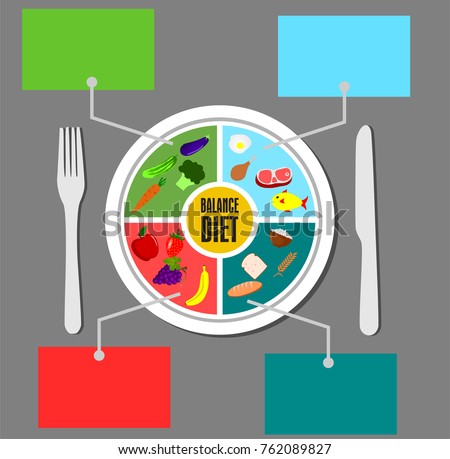 Plate Divide By Four Healthy Food Stock Vector (Royalty Free) 762089827 ...