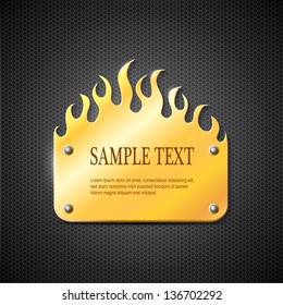 Plate Gold Fire Flames Style Background Stock Vector (Royalty Free ...