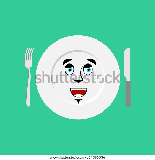 Plate Happy Emoji Empty Dish Isolated Stock Vector (Royalty Free ...