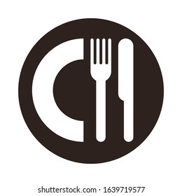 Plate Knife Fork Sign Isolated On Stock Vector (Royalty Free ...
